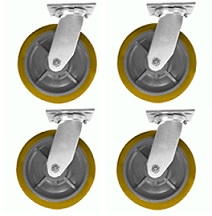 METALTECH I-DCC8YGR4 8" DRYWALL CART CASTER SET YELLOW PU ON PP GRAY ...