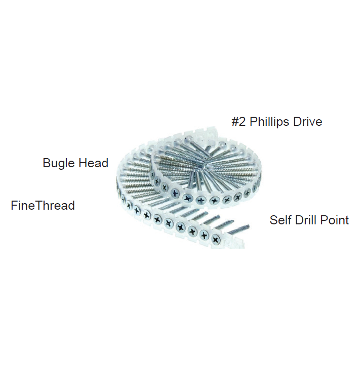 PRO-TWIST SDZ114C1M COLLATED #6 X 1-1/4" FINE THREAD ZINC TEK DRYWALL ...