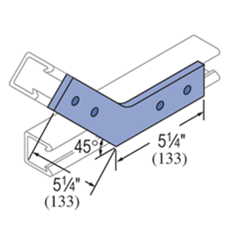 AICKINSTRUT 20P-2540 FRP GRAY 4-HOLE 45 DEGREE STRUT FITTING FLAT GLASS ...
