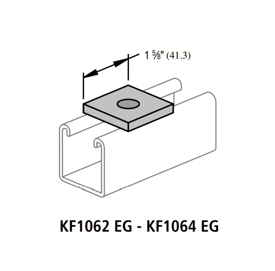 KOREFIT KF1062-EG SILVER EG 1/4" SQUARE WASHER FOR STRUT CHANNEL ZINC ...