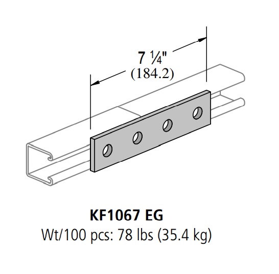 KOREFIT KF1067-EG SILVER EG 4-HOLE FLAT SPLICE PLATE STRUT CHANNEL ZINC ...
