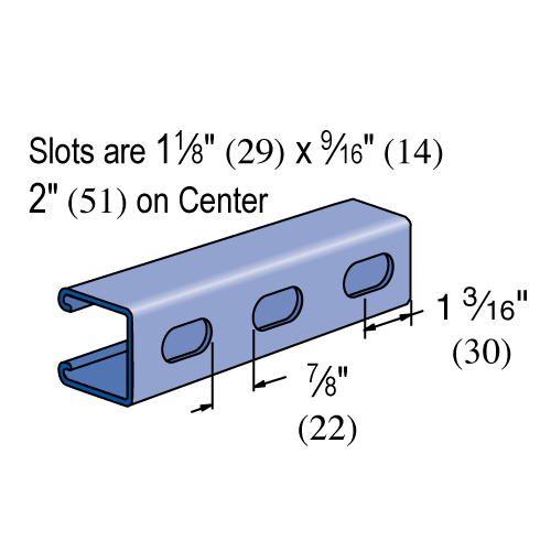 UNISTRUT P1000T-10-ZD HALF-SLOT 1-5/8 X 1-5/8 SINGLE STRUT 12GA 10 ...