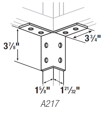 SUP A217-WHT WHITE WING 8-HOLE DOUBLE CORNER STRUT FITTING BRACKET ...