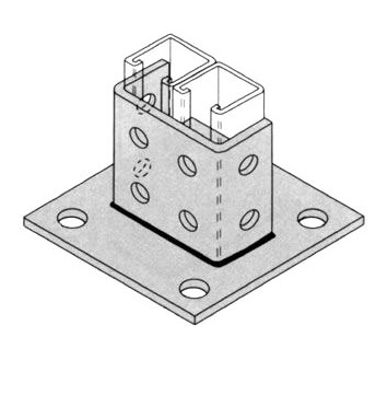 UNISTRUT P2073A-SQ-ZD GOLD SQUARE DOUBLE STRUT POST BASE WITH CHANNEL ...