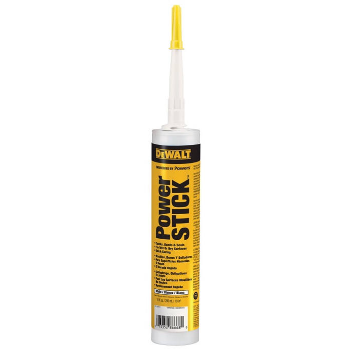 DEWALT 08166N-PWR POWERSTICK WHITE 10 OZ. ADHESIVE SEALANT MS POLYMER ...